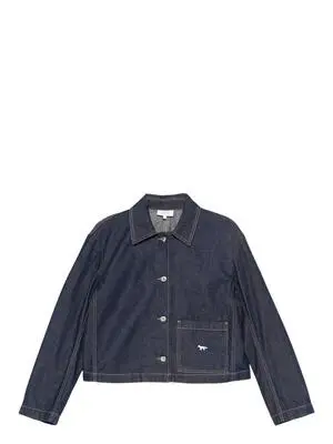 Maison Kitsuné Cropped Denim Jacket - Blue