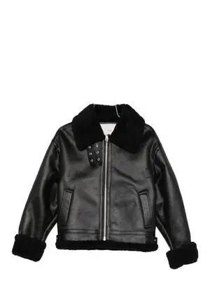 DUNST Faux Leather Shearling Jacket - Black