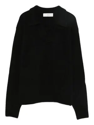 DUNST Wool Blend Polo Sweater - Black