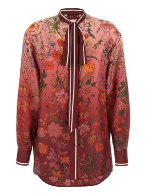 Gucci Flora Print Silk Twill Shirt - Multicolor