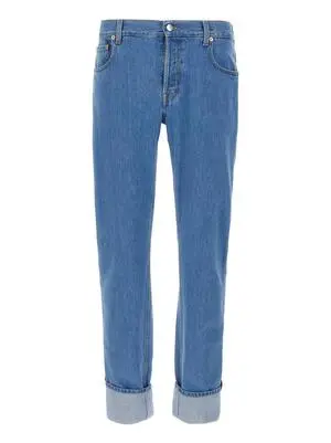 Gucci Turn Up Straight Leg Jeans - Blue