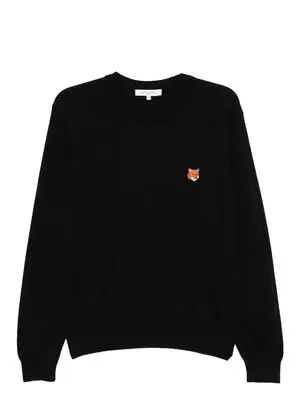 Maison Kitsuné Fox Head Wool Crewneck Sweater - Black