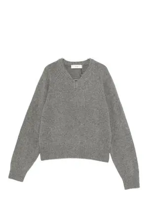 DUNST Wool V-Neck Sweater Grey