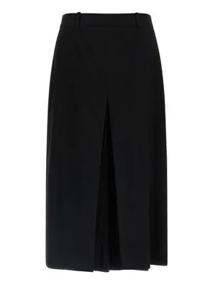 Saint Laurent Midi Wool Skirt - Black