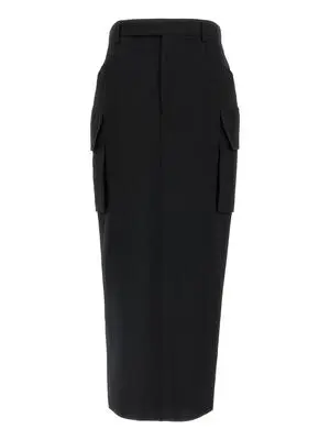 Rick Owens Firebanks' Wool Midi Skirt - Black