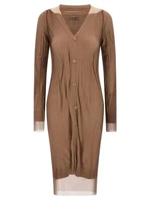 MAISON MARGIELA Trapped Double Layer Midi Dress - Beige