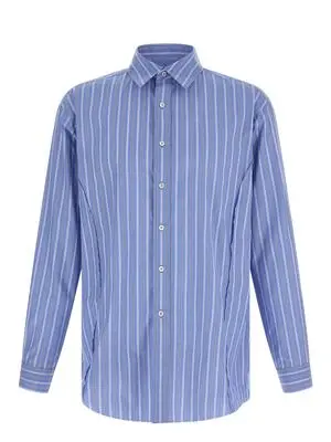 MAISON MARGIELA Striped Cotton Shirt - Light Blue