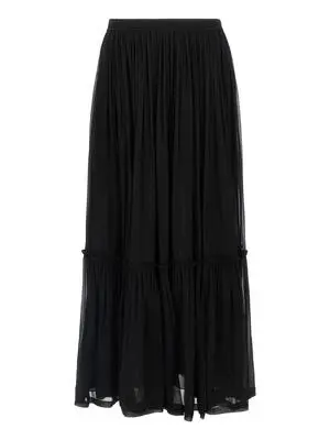 Saint Laurent Long Pleated Skirt - Black