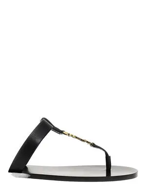 SAINT LAURENT Cassandre Leather Thong Sandals