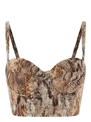 L'Agence L'AGENCE Sonya Animal Print Top Brown