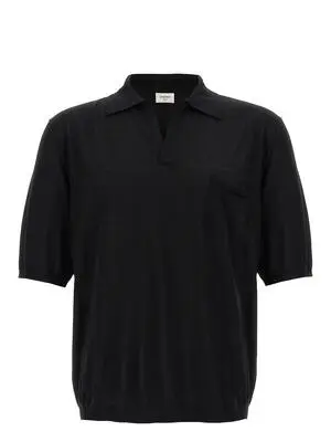 Saint Laurent Wool Polo Shirt - Black