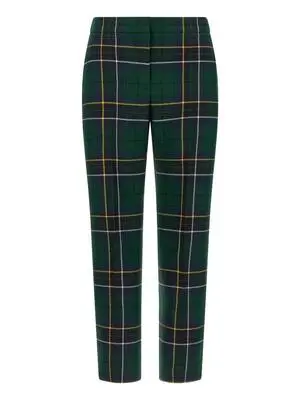 Alexander McQueen Tartan Wool Cigarette Trousers - Green
