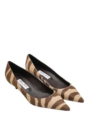 JIMMY CHOO Amelia Zebra Print Pony Hair Pumps - Brown