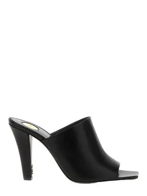 Saint Laurent Leather Mules With Cassandre Logo - Black