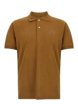 Lacoste Logo Patch Polo Shirt - Brown