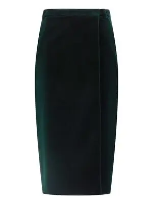 Saint Laurent Velvet Midi Skirt - Green