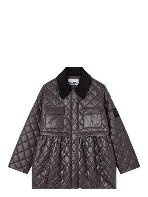 GANNI Recycled Nylon Quilted Jacket - Grey
