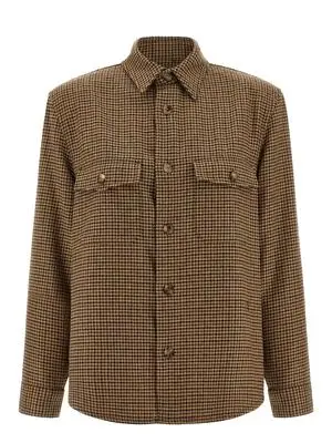 Saint Laurent Houndstooth Overshirt - Brown