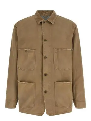 MAISON MARGIELA Herringbone Cotton Canvas Jacket - Beige