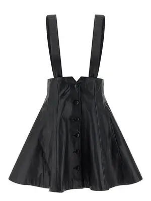 Remain Birger Christensen Leather Suspender Skirt - Black