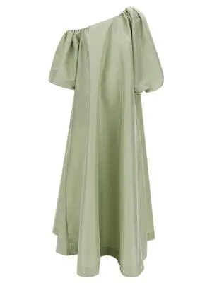 Bernadette Nathalie Taffeta One-shoulder Dress - Green