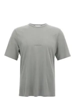 Saint Laurent Logo Embroidery T-shirt - Gray