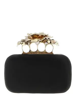 Alexander McQueen Carnation Satin Clutch - Black
