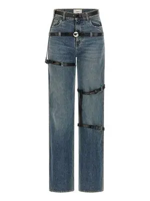 Coperni Multi Belt Straight Leg Jeans - Blue