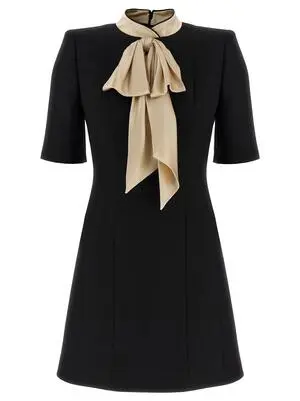 Valentino Garavani Wool And Silk Mini Dress - Black