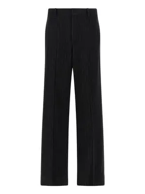 Saint Laurent Pinstripe Wool Trousers - Black