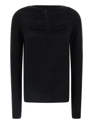 Rick Owens Long Sleeve Wool Sweater - Black