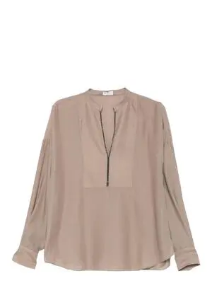 Brunello Cucinelli V-neck Blouse - Camel