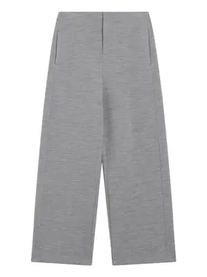 Max Mara Wool Cotton Blend Cropped Trousers - Grey