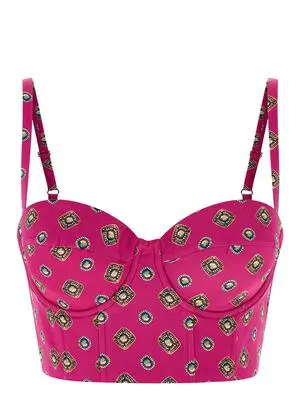 L'Agence Printed Silk Top - Fuchsia