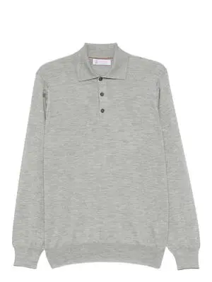 Brunello Cucinelli Cashmere Polo Sweater - Light Grey