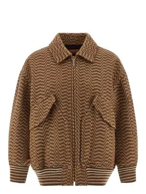 Missoni Chevron Pattern Bomber Jacket - Beige