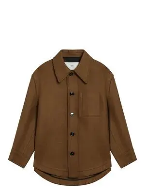 Ami Wool Button-down Shirt - Brown
