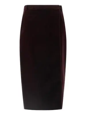 Saint Laurent Velvet Midi Skirt - Bordeaux