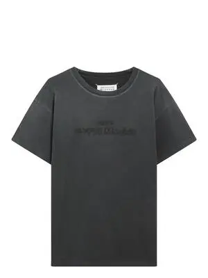 MAISON MARGIELA Black Washed Out Cotton T-shirt With Reverse Logo - Grey
