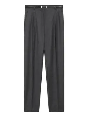 MAX MARA STUDIO Wool Trousers With Belt - Green