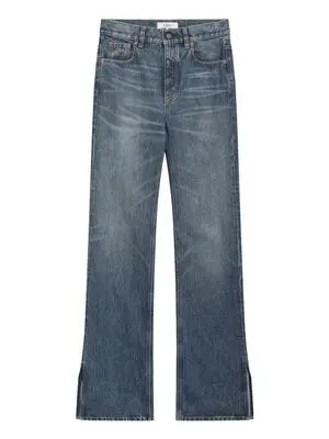 Chloé Washed Denim Jeans With Slits - Blue