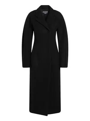 Jacquemus Curved Wool Coat - Black
