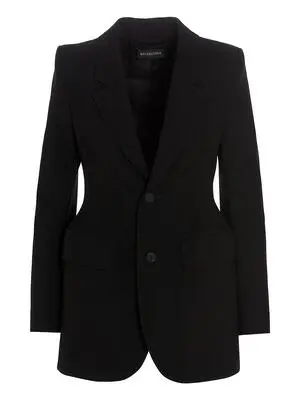 Balenciaga Hourglass Wool Twill Blazer - Black