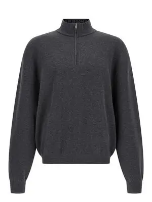 BALENCIAGA Half Zip Cotton Knit Sweater