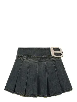 Balenciaga Buckle Pleated Skirt - Blue