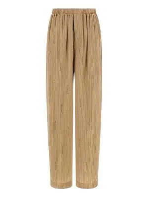 Balenciaga Striped Fluid Viscose Pants - Beige