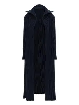 Balenciaga Ribbed Cotton-blend Maxi Cardigan - Blue