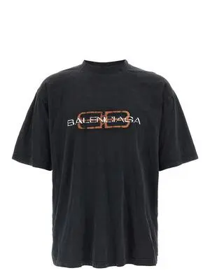 Balenciaga Logo Print T-shirt - Black