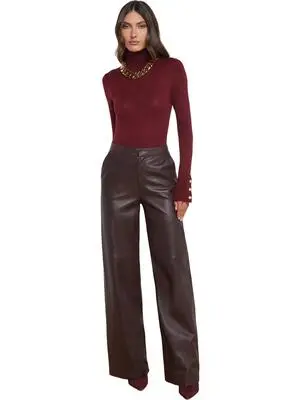 L'Agence Livvy Leather Trouser - Dark Syrah