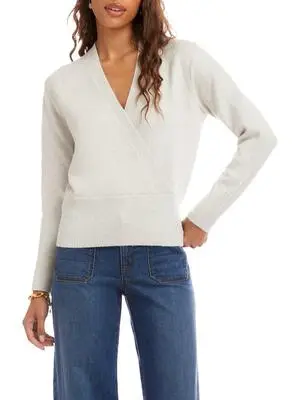 Karen Kane Sequin Embellished Wrap Sweater - Cream